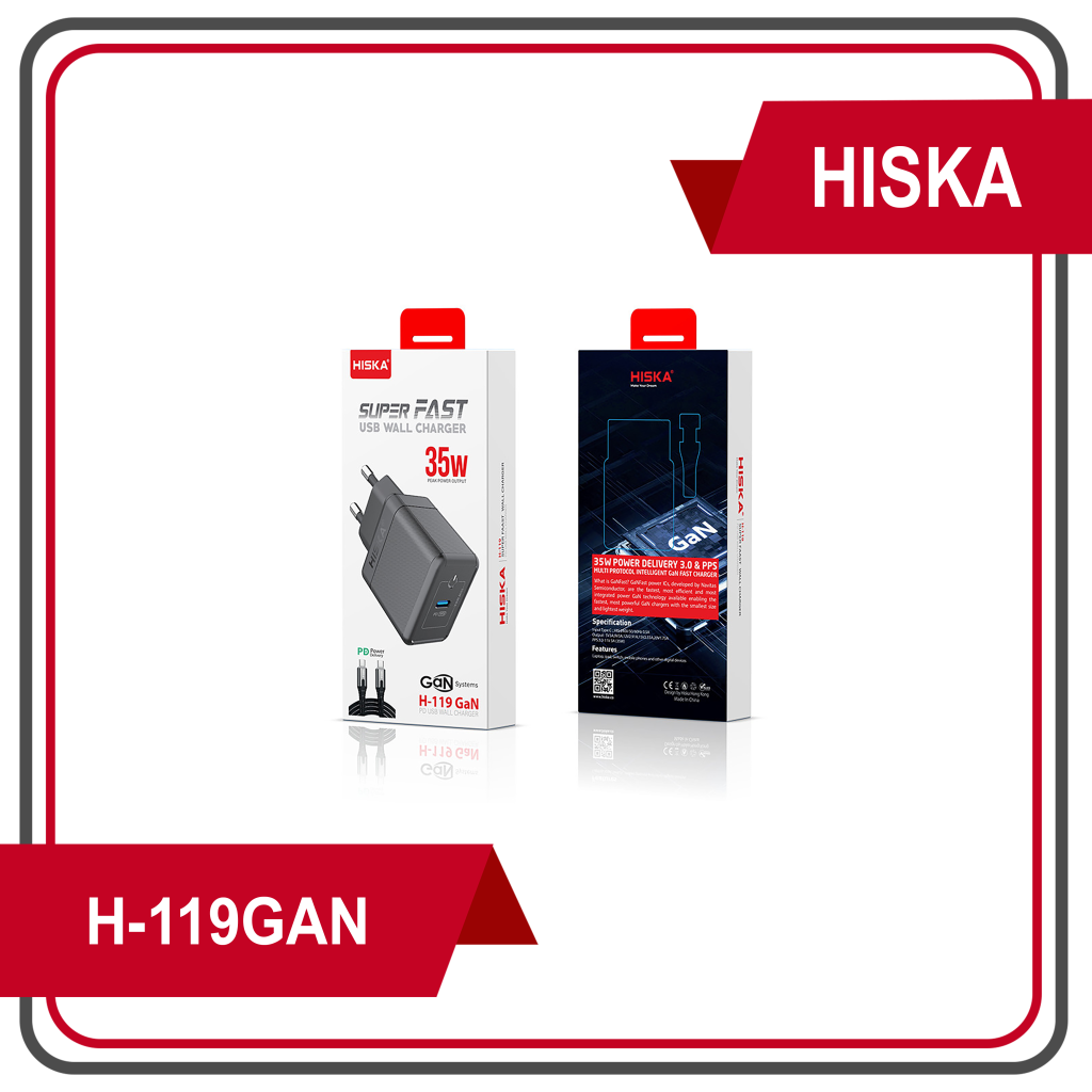 شارژر دیواری هیسکا مدل H-119GAN - فروشگاه نگاه امن آسیا